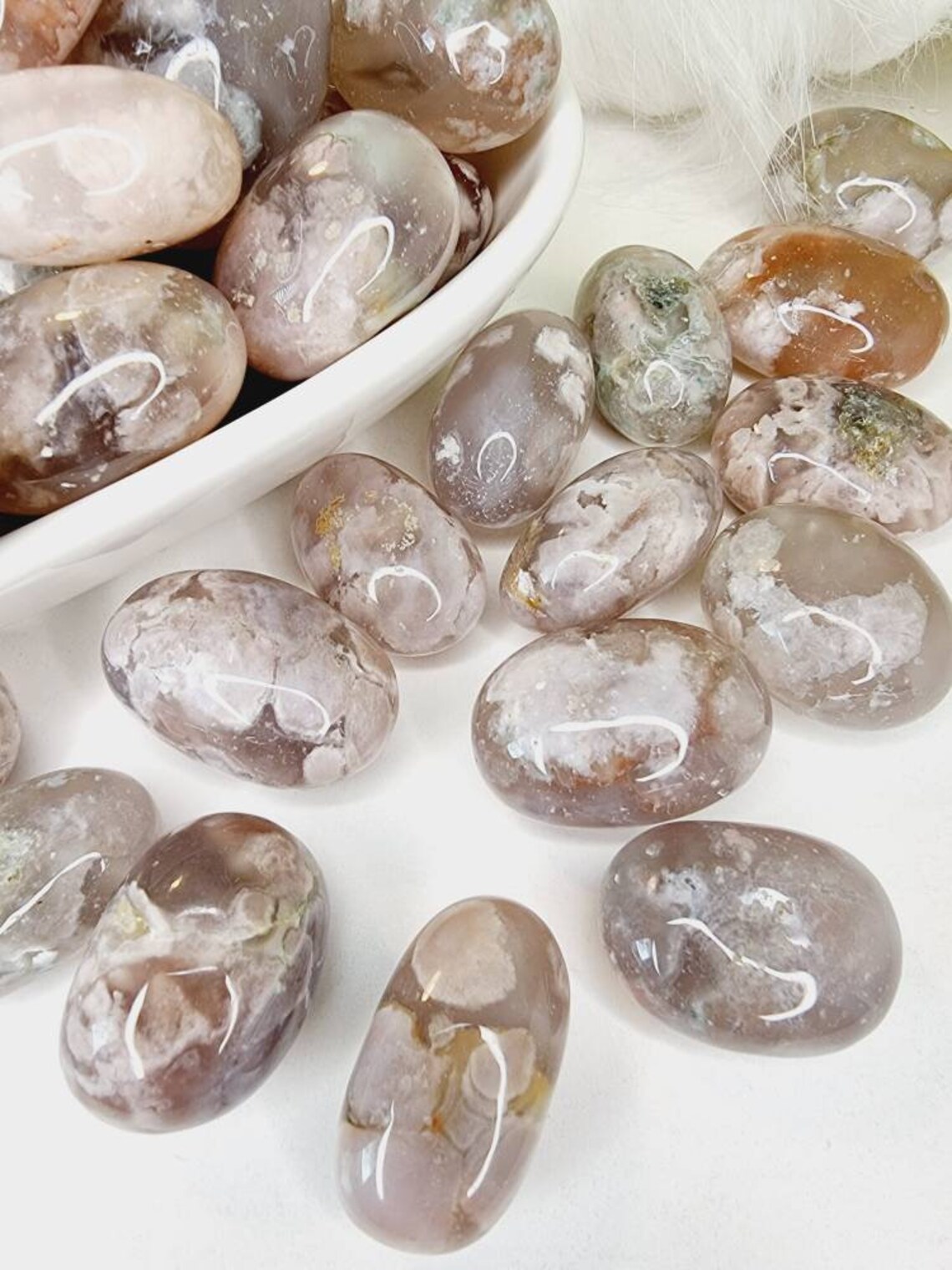 Flower Agate Tumble Cherry Agate Tumbleflower Agate Crystal - Etsy UK