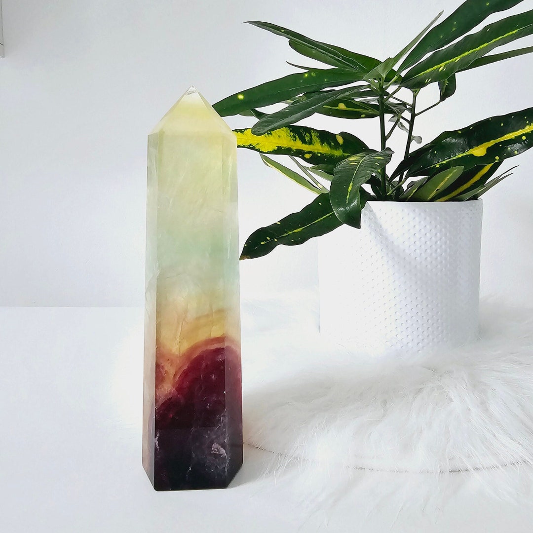 Watermelon Fluorite Tower, Large Crystal Point, Watermelon Fluorite ...