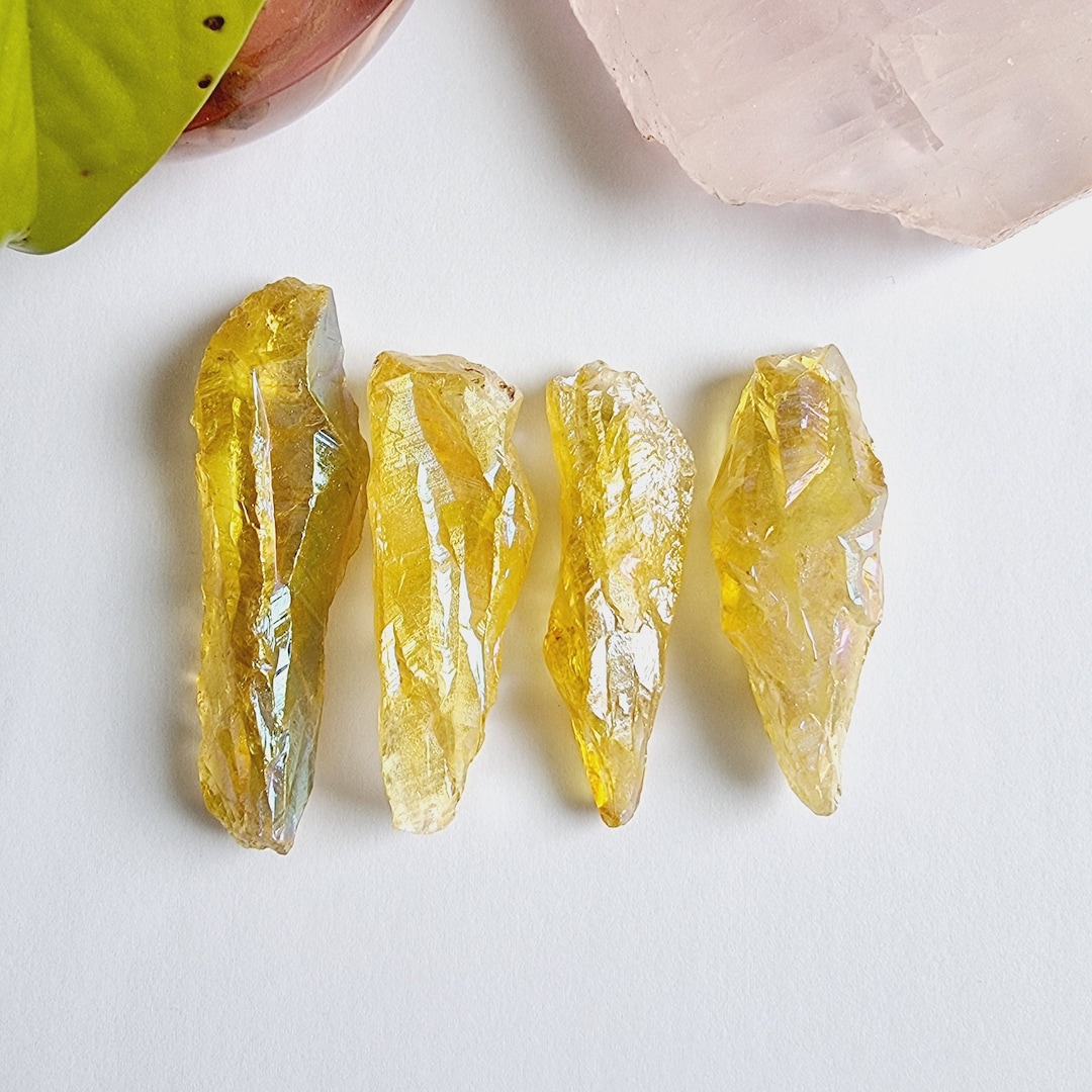 Yellow Aura Pieces, Raw Aura Coated Quartz, Aura Crystals, Jewellery ...