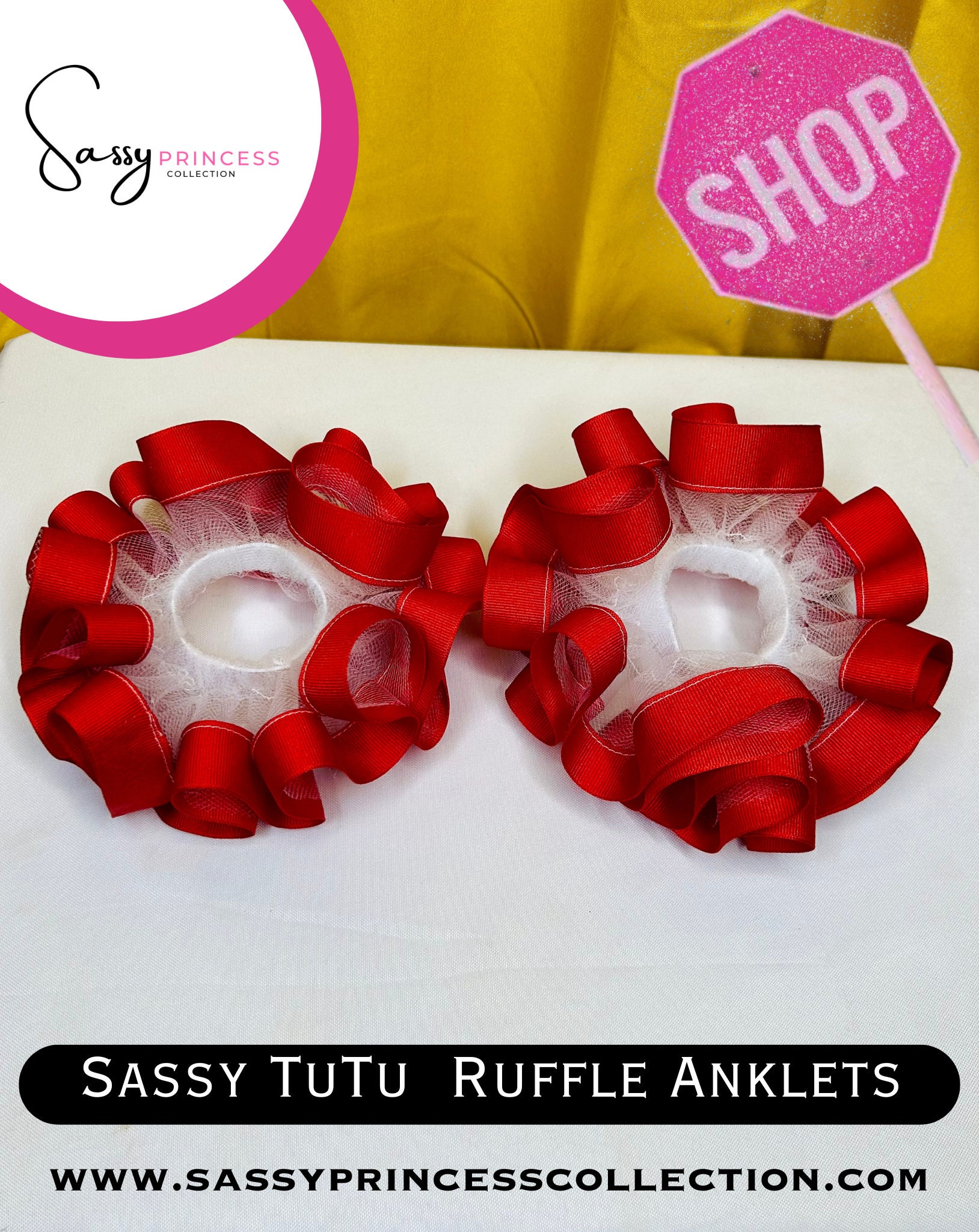 Red Ruffle Tutu Anklets, Ruffle Socks, Sockless Ruffle Socks, Anklets ...