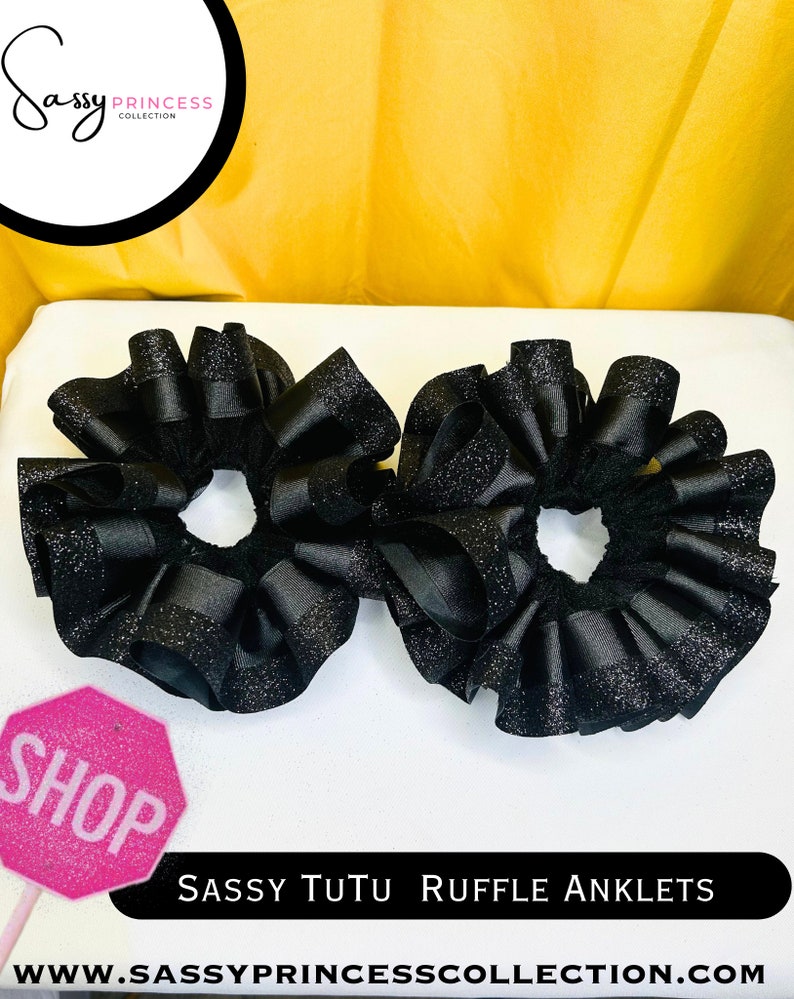Ruffle Tutu Black Anklets With Sparkle, Ruffle Socks, Sockless Ruffle ...