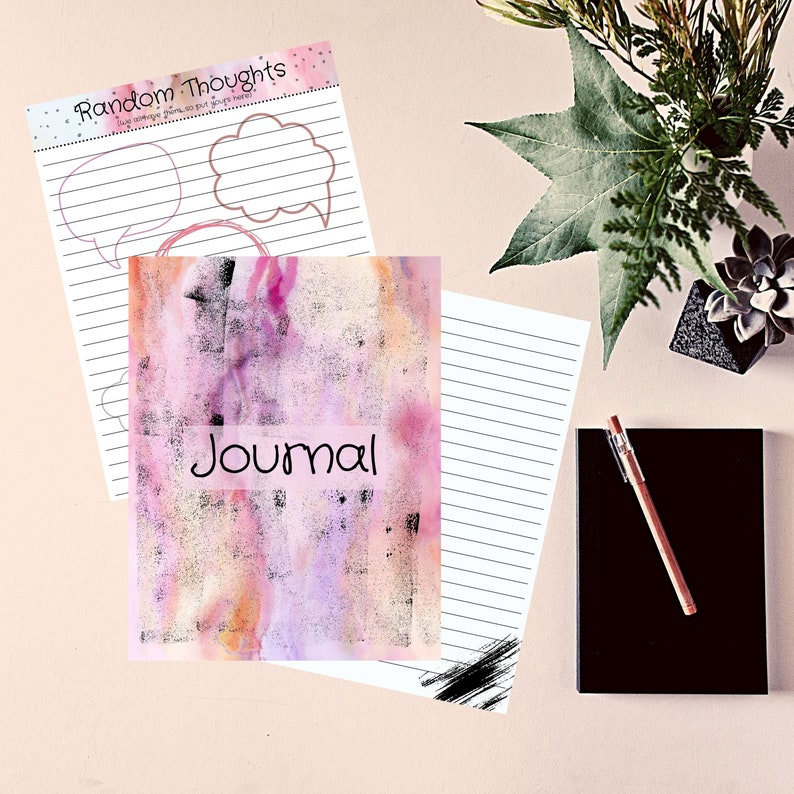 Printable Journal Pages - Digital Download - 8.5" X 11" Pink Watercolor ...