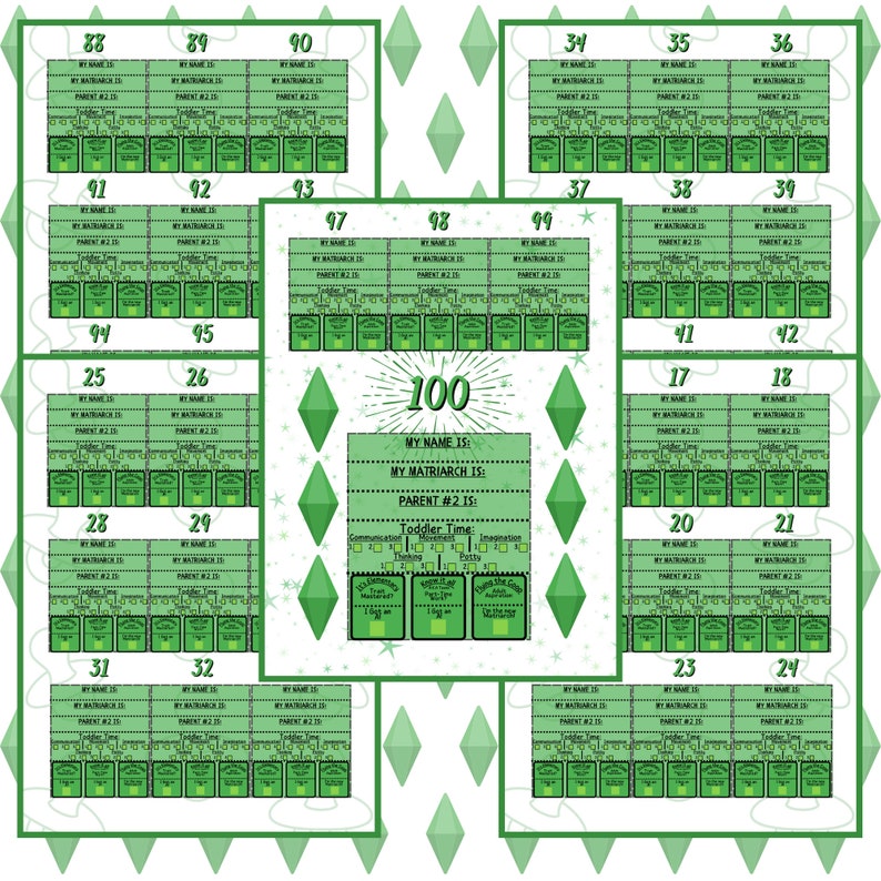 Sims 4 - 100 Baby Challenge Log - PDF - Download and Print - Etsy