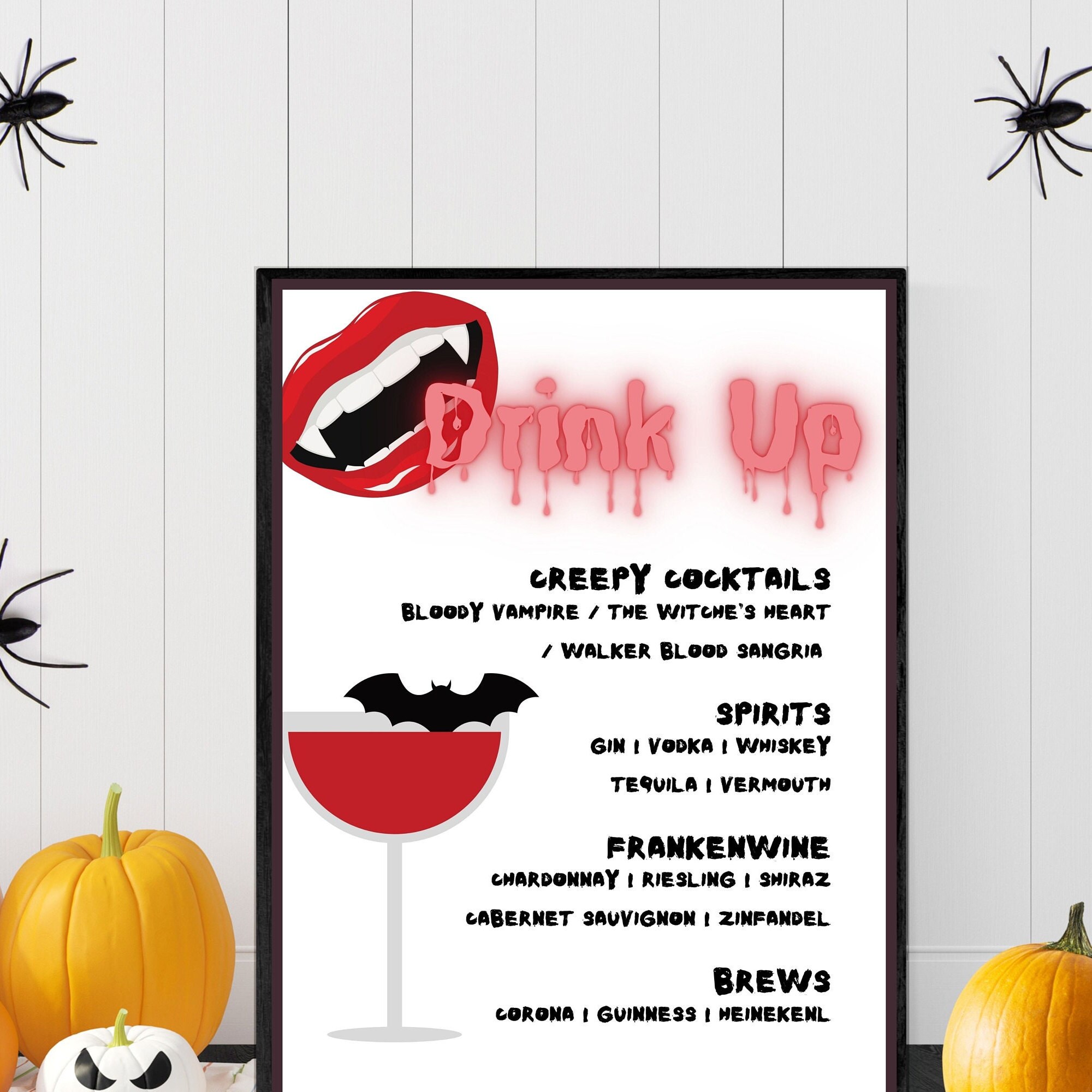 HALLOWEEN Bar Menu Drink Menu TEMPLATE Vampire Gothic Editable Digital ...