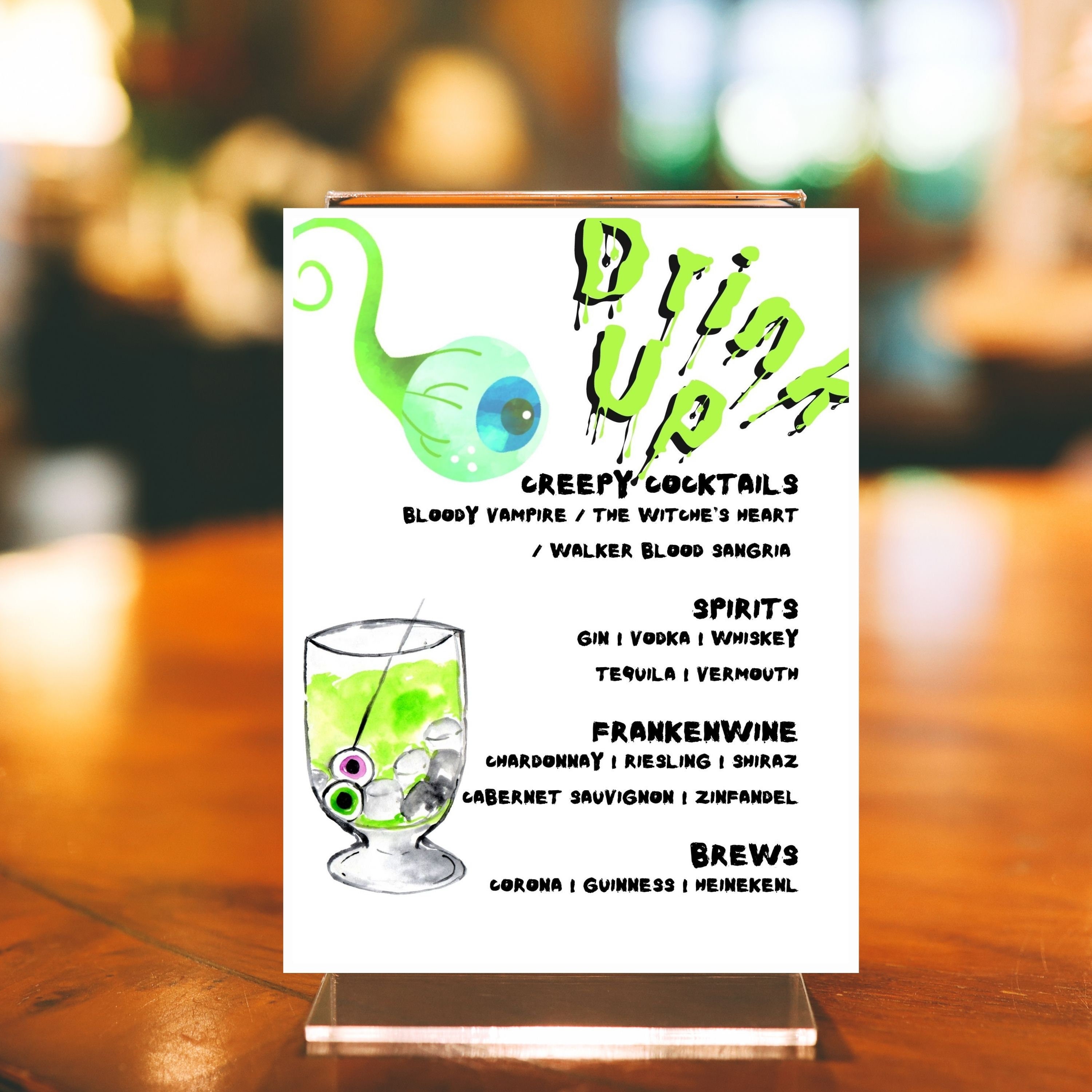 HALLOWEEN - Bar Menu - Drink Menu - Eyes - TEMPLATE - Editable ...