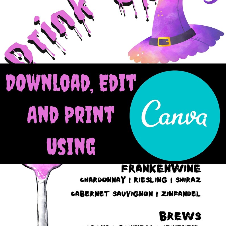 HALLOWEEN - Bar Menu - Drink Menu - Witch - TEMPLATE - Editable ...