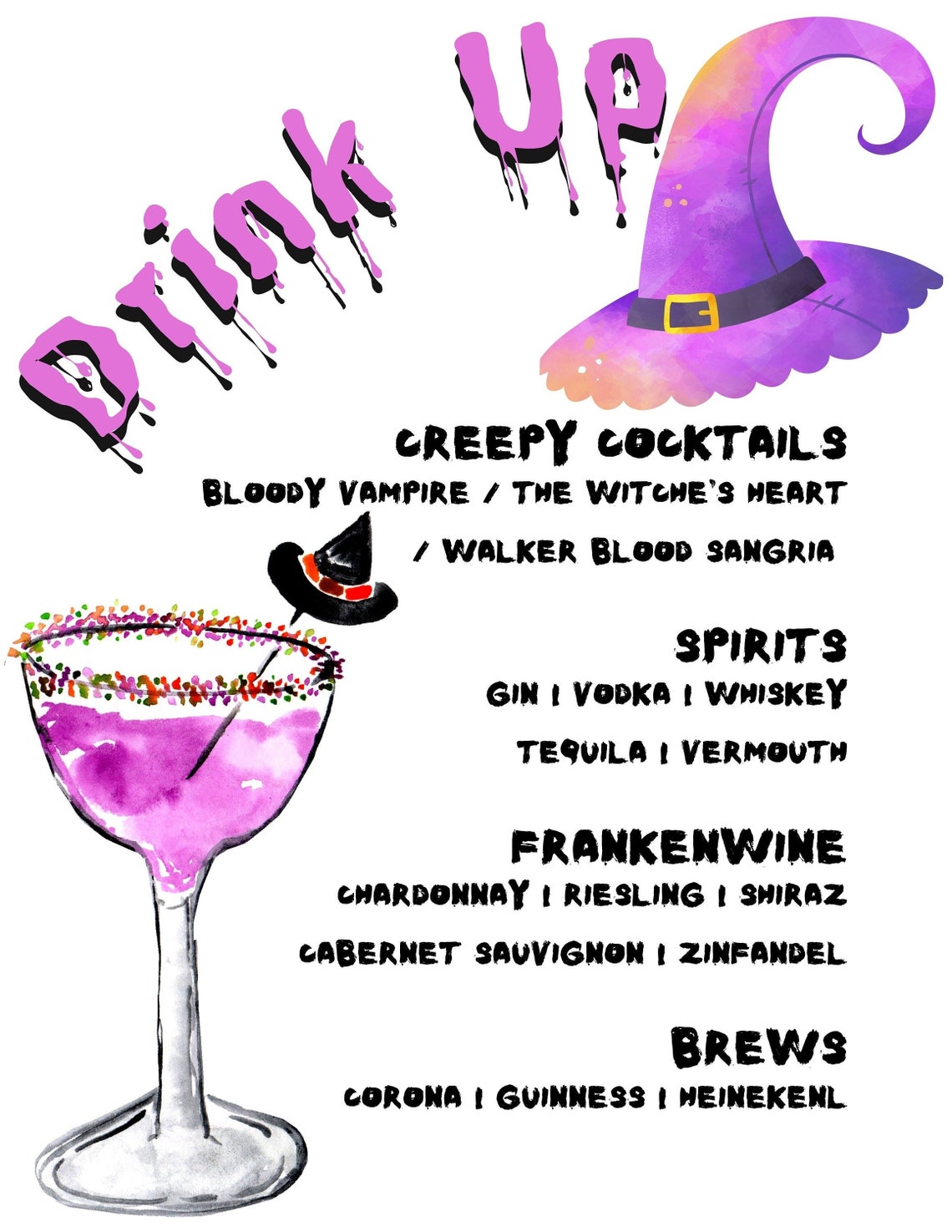 HALLOWEEN - Bar Menu - Drink Menu - Witch - TEMPLATE - Editable ...