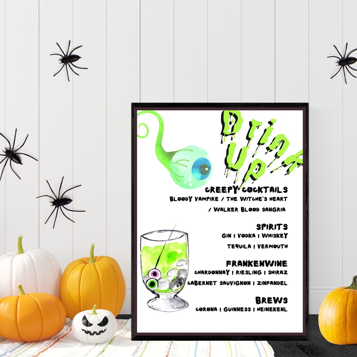 HALLOWEEN Bar Menu Drink Menu Eyes TEMPLATE Editable - Etsy