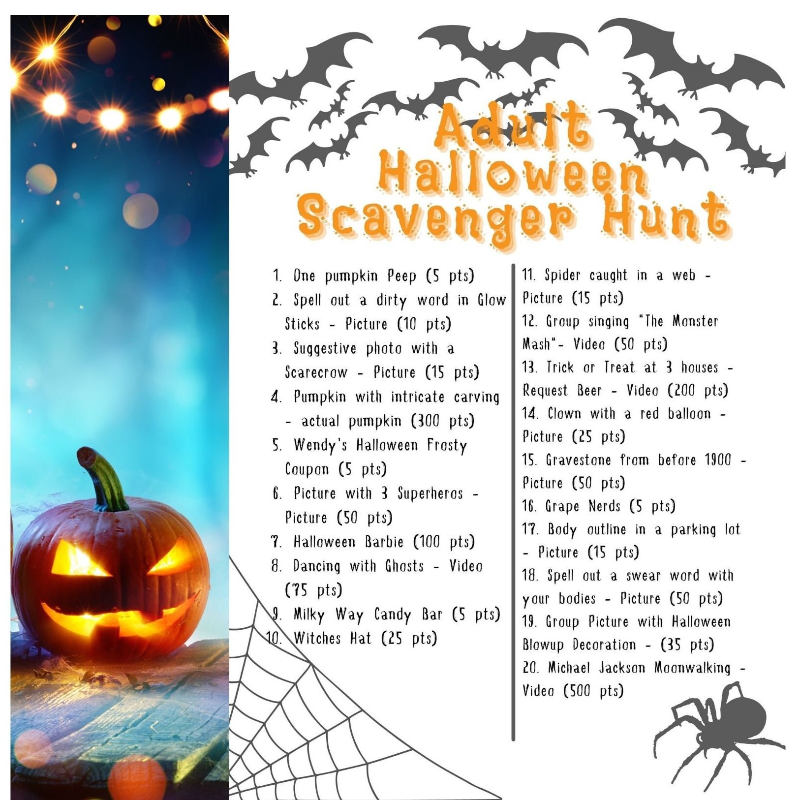 Halloween Adult Scavenger Hunt - Digital Download - Printable - Etsy