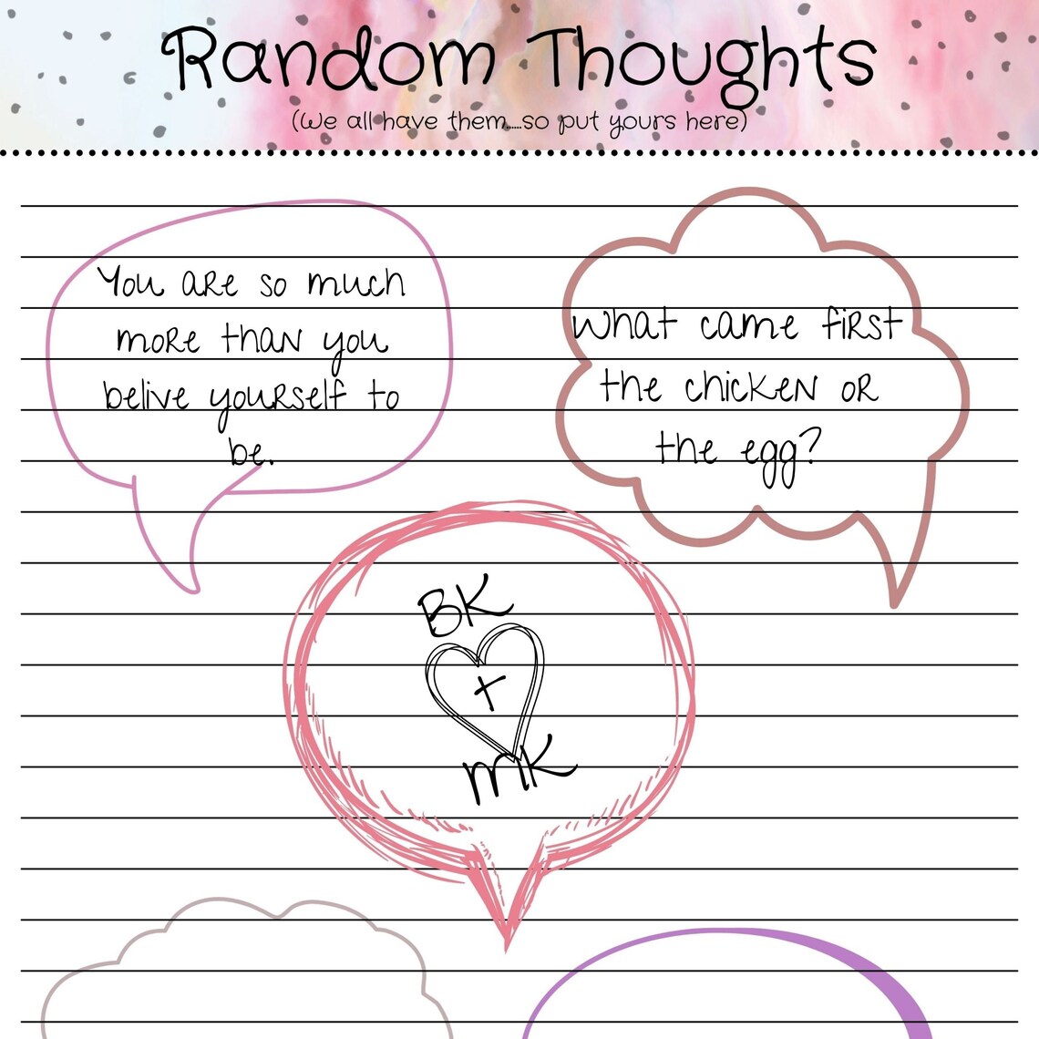 Printable Journal Pages - Digital Download - 8.5" X 11" Pink Watercolor ...