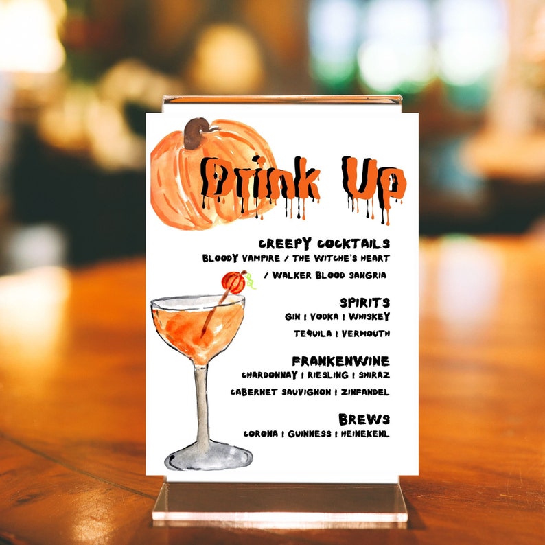 HALLOWEEN - Bar Menu - Drink Menu - Pumpkin - TEMPLATE - Editable ...