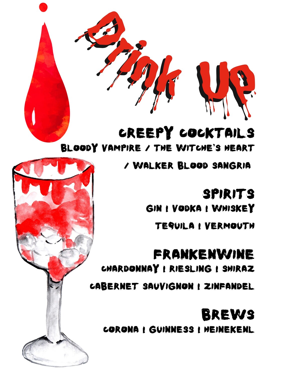 HALLOWEEN Bar Menu Drink Menu Blood TEMPLATE Editable Download ...
