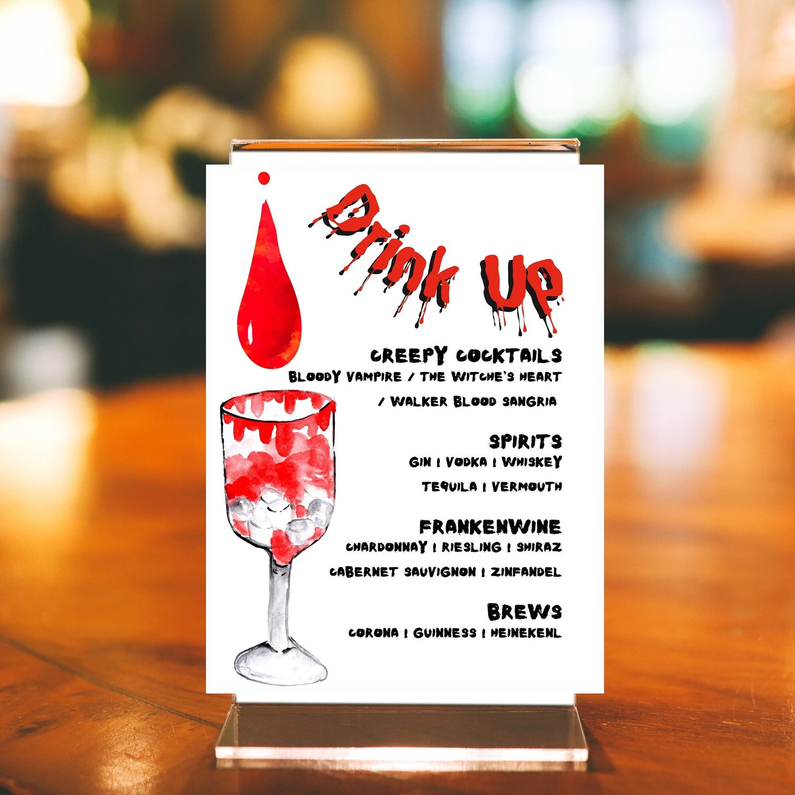 HALLOWEEN - Bar Menu - Drink Menu - Blood - TEMPLATE - Editable ...