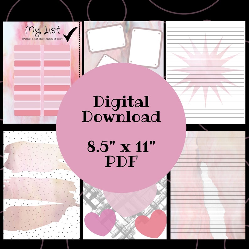 Printable Journal Pages - Digital Download - 8.5" X 11" Pink Watercolor ...