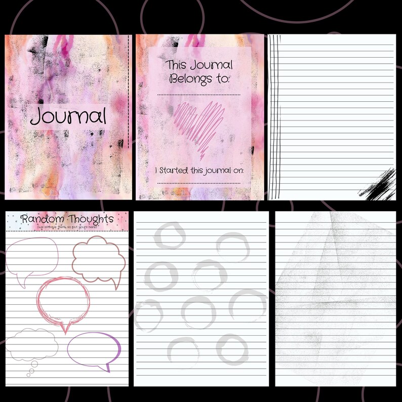 Printable Journal Pages - Digital Download - 8.5" X 11" Pink Watercolor ...