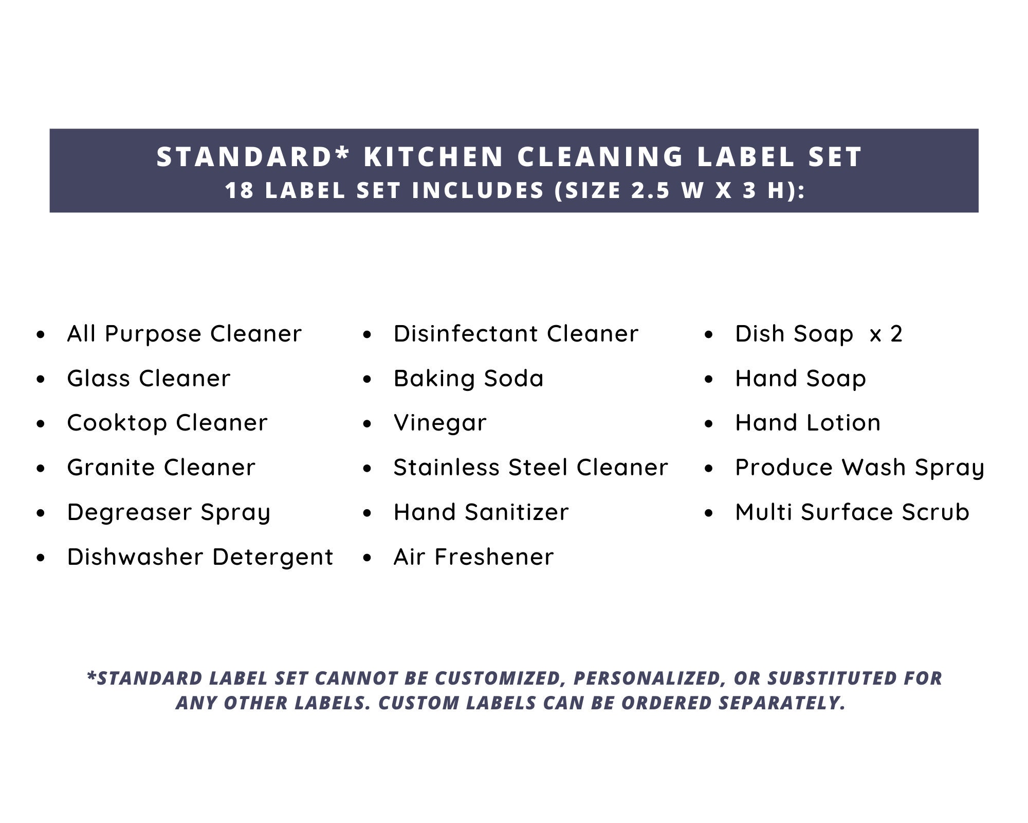 Kitchen Cleaning Labels (minimalist Collection) L Water Resistant I ...