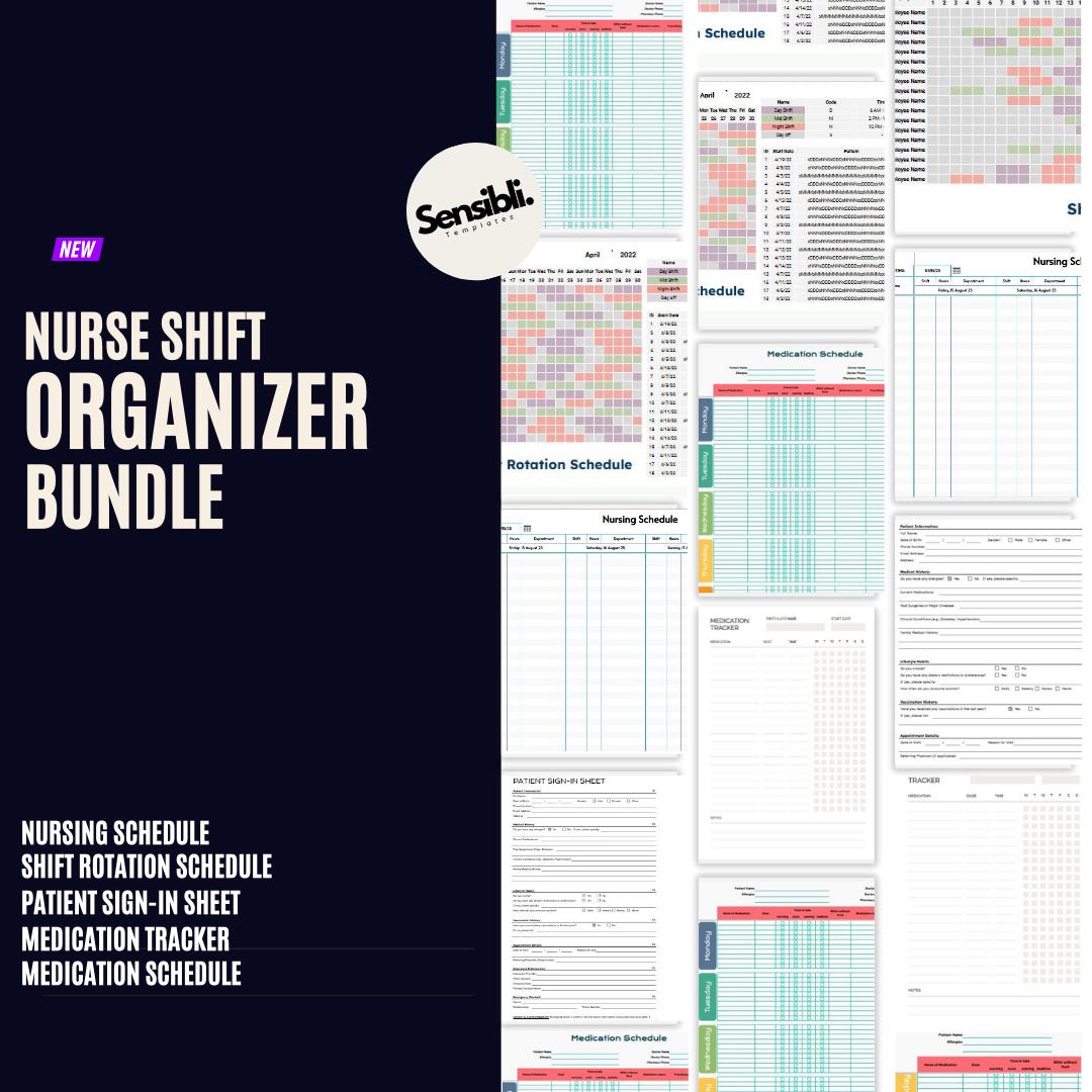 Nurse Shift Organizer Bundle - Instant Digital Download for Google Docs ...