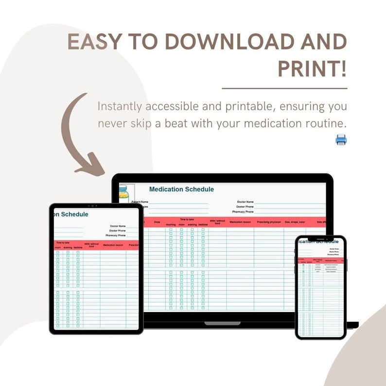 Medication Log Printable, Medication Tracker, Medication Intake ...