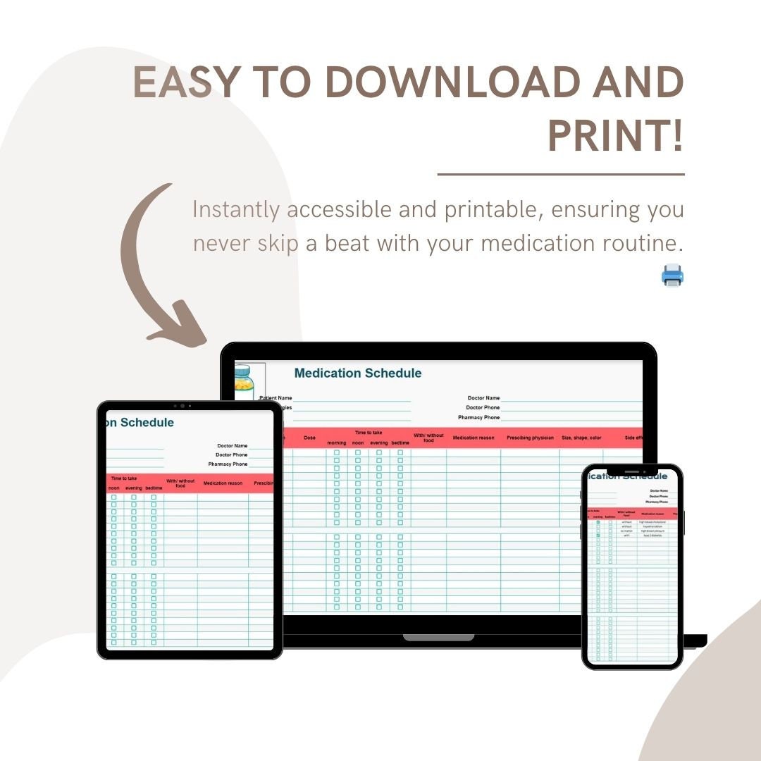 Medication Log Printable, Medication Tracker, Medication Intake ...