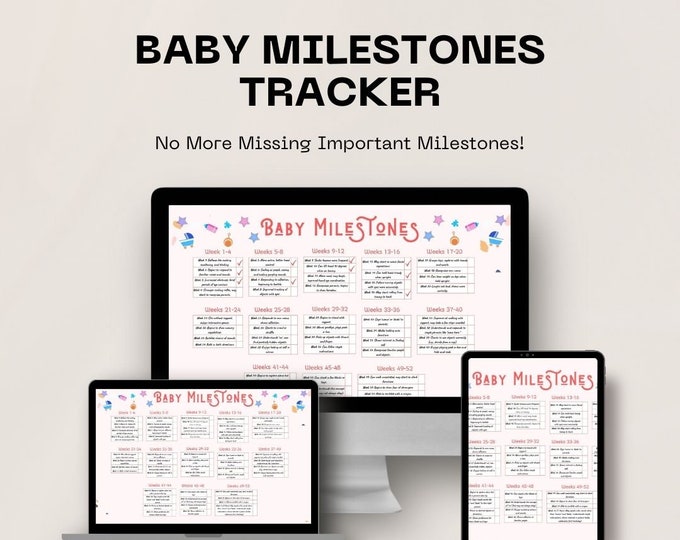 Baby Milestone and Development Chart, Printed, Laminated, Baby ...