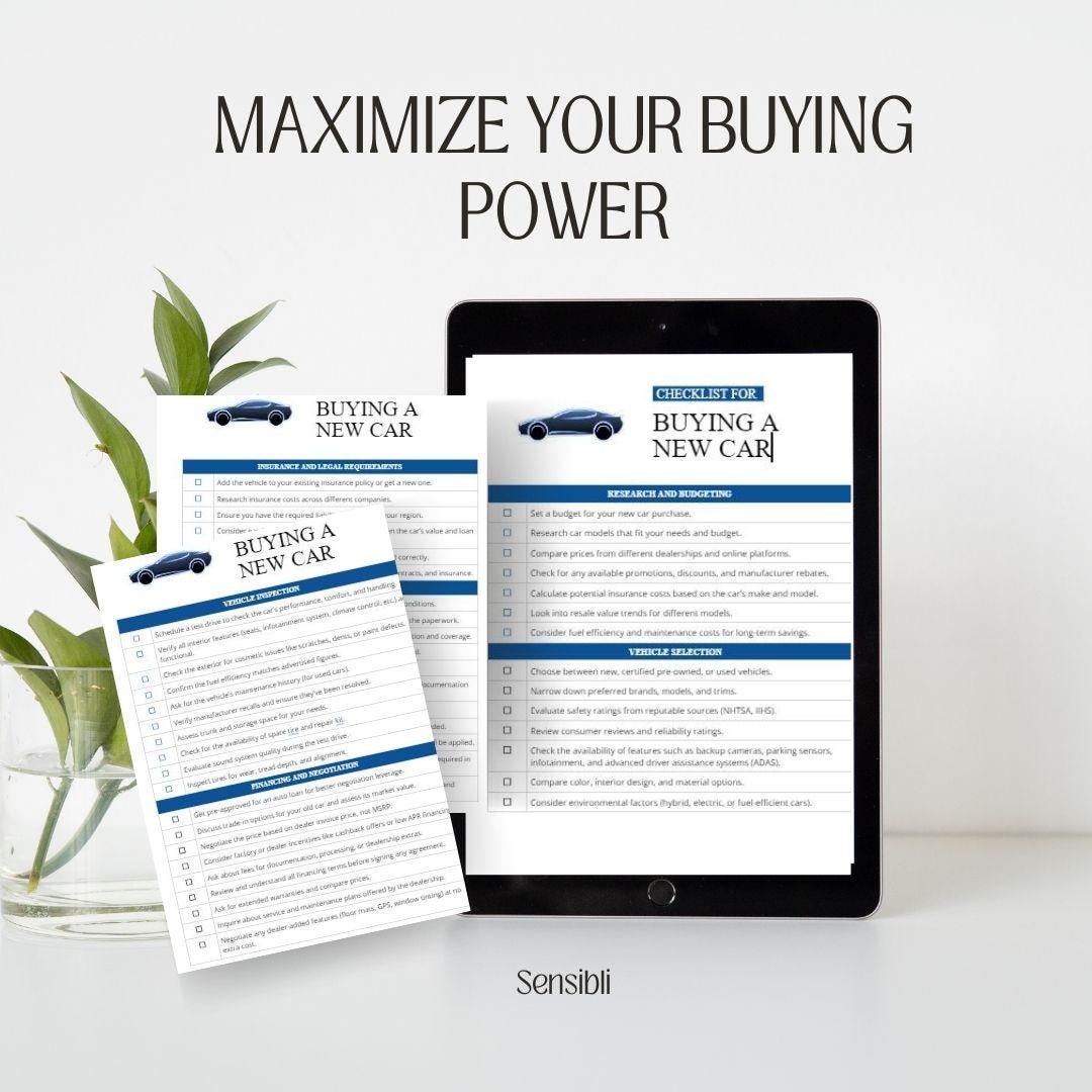 Car Buying Checklist: Vehicle Purchase Planner (digital Download) - Etsy