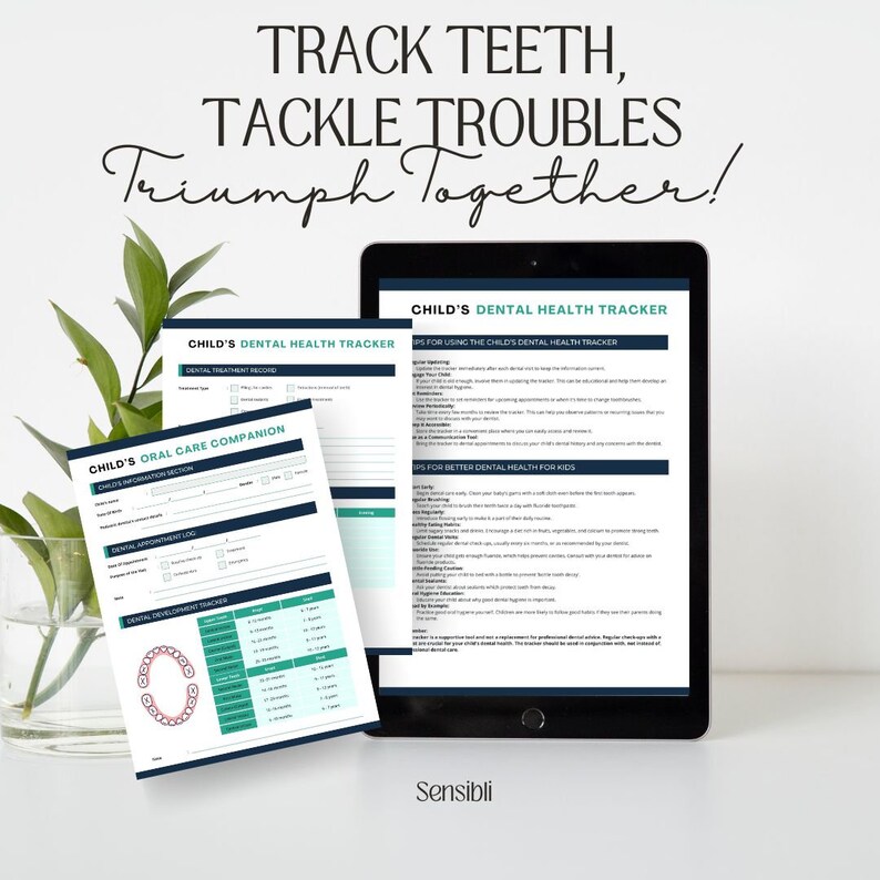 Printable Child's Dental Health Tracker - Pediatric Oral Care Record ...
