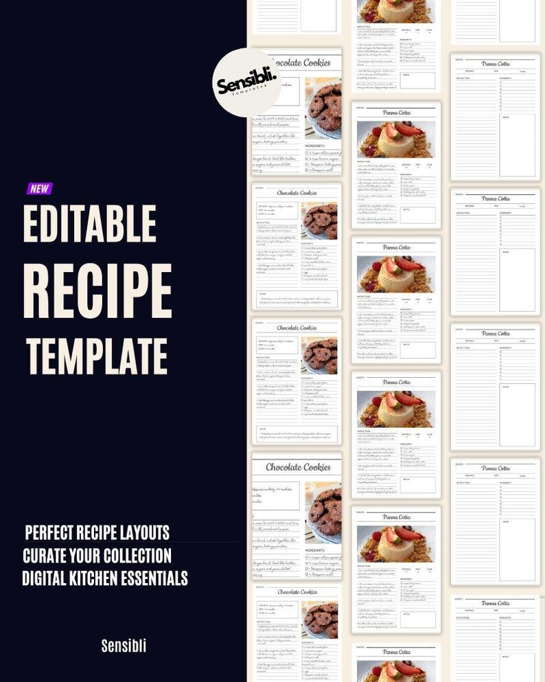 Editable Recipe Template: Printable Recipe Card (PDF) - Etsy