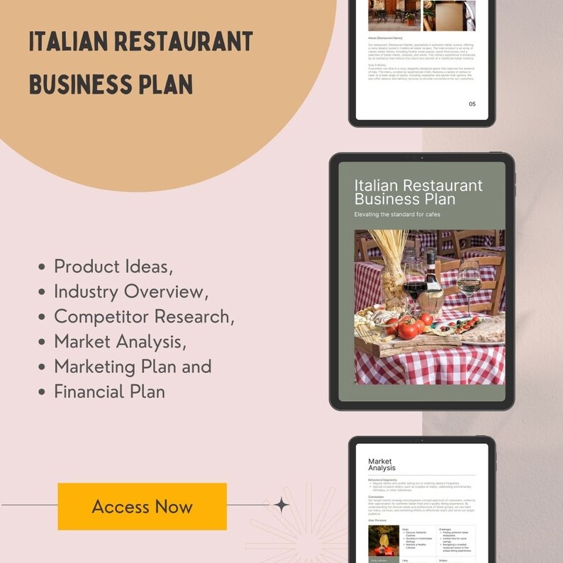 Italian Restaurant Business Plan Template: Editable Proposal (PDF) - Etsy