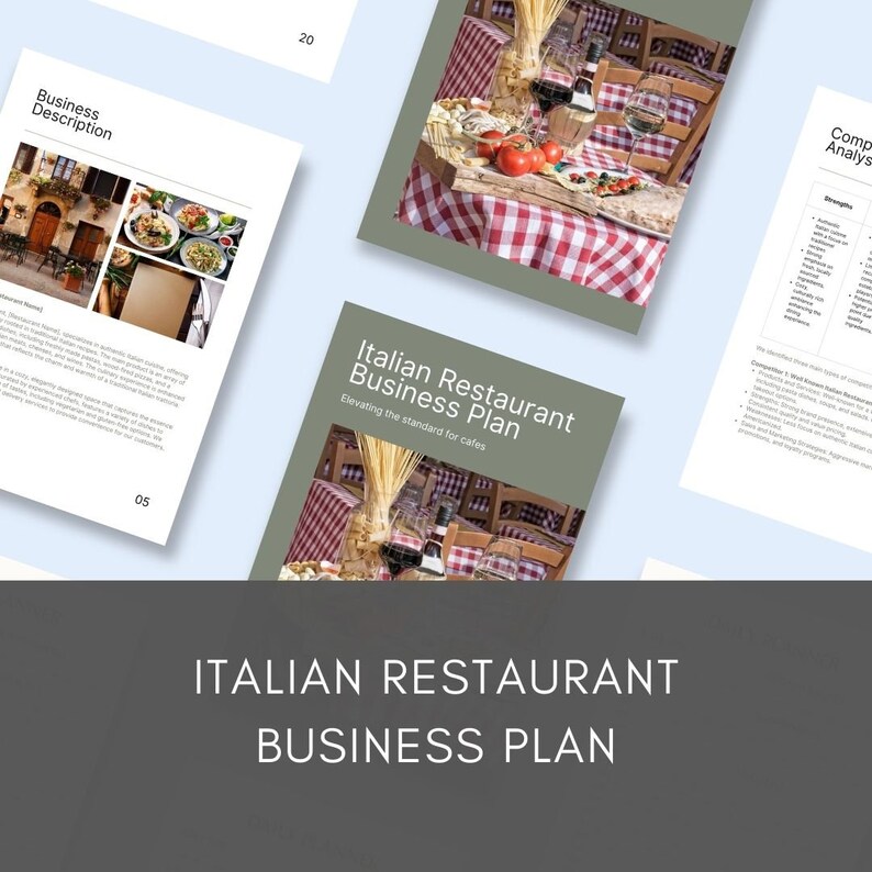 Italian Restaurant Business Plan Template: Editable Proposal (PDF) - Etsy