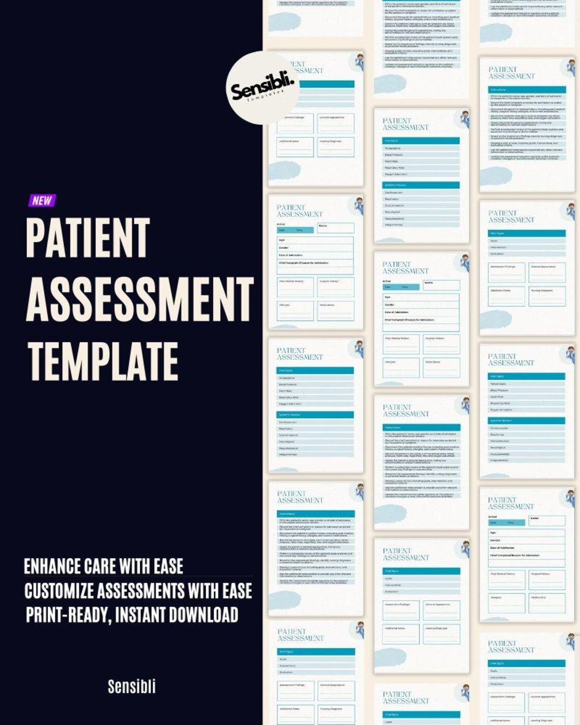 Patient Assessment Form Template for Nurses (digital Download) - Etsy