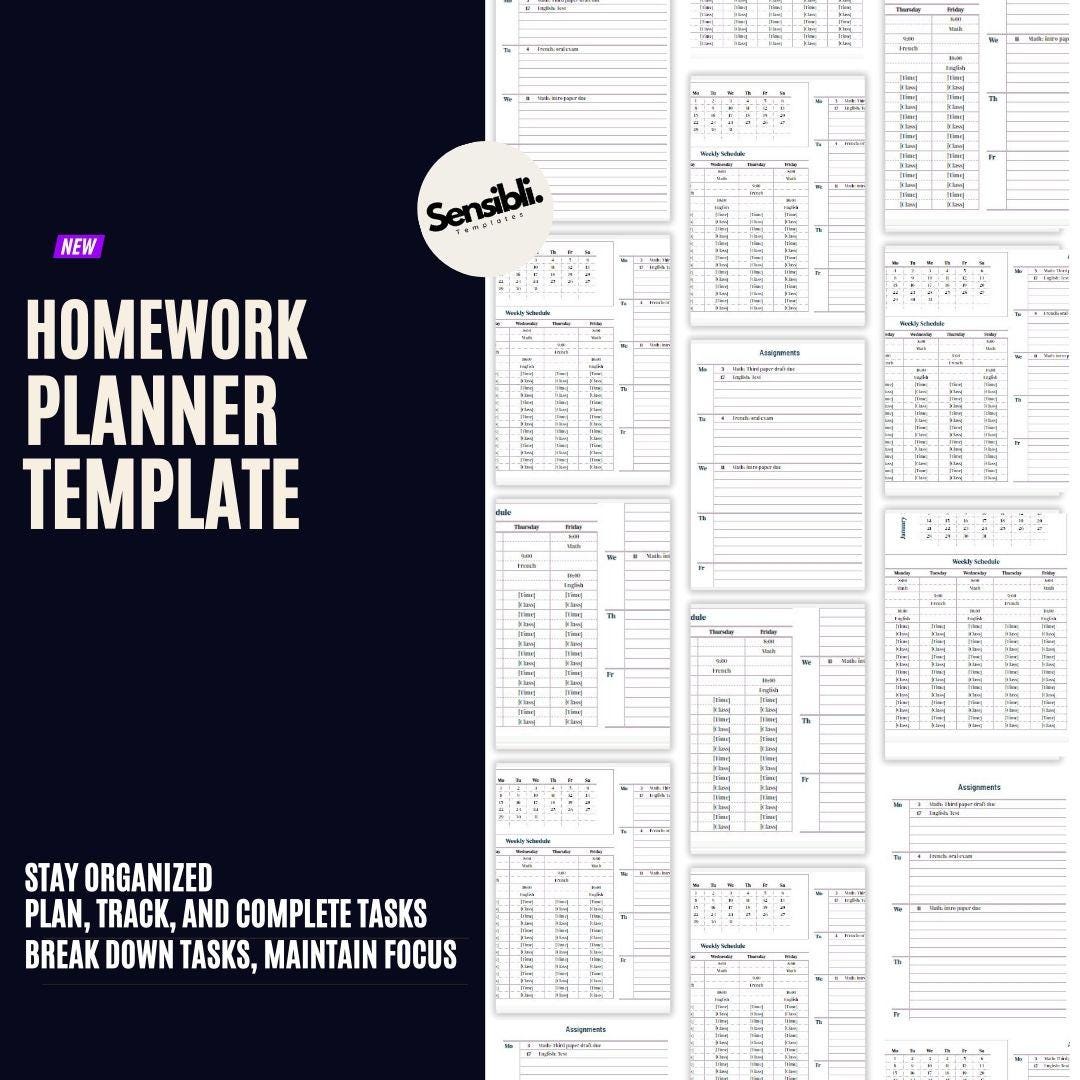 Homework Planner | Google Sheets Template | Assignment Organizer ...