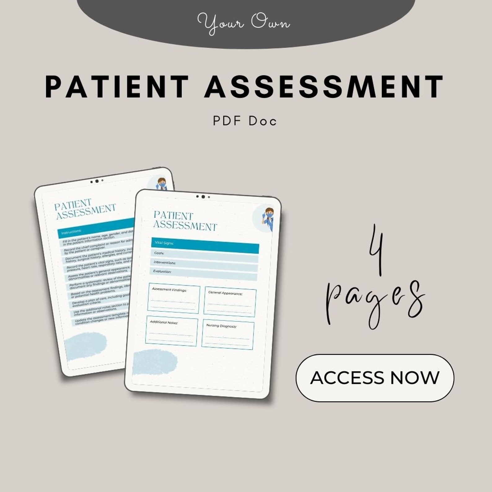 Patient Assessment Form Template for Nurses (digital Download) - Etsy