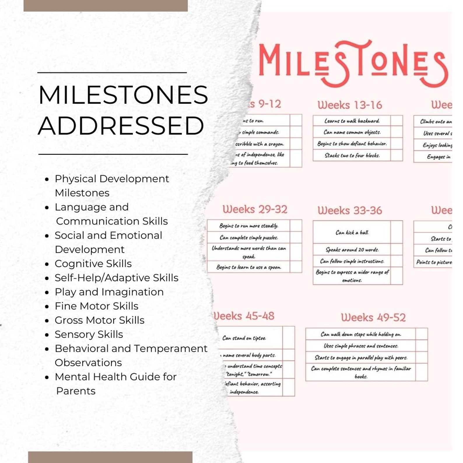 Toddler Milestone Tracker: Developmental Chart by Month (digital ...