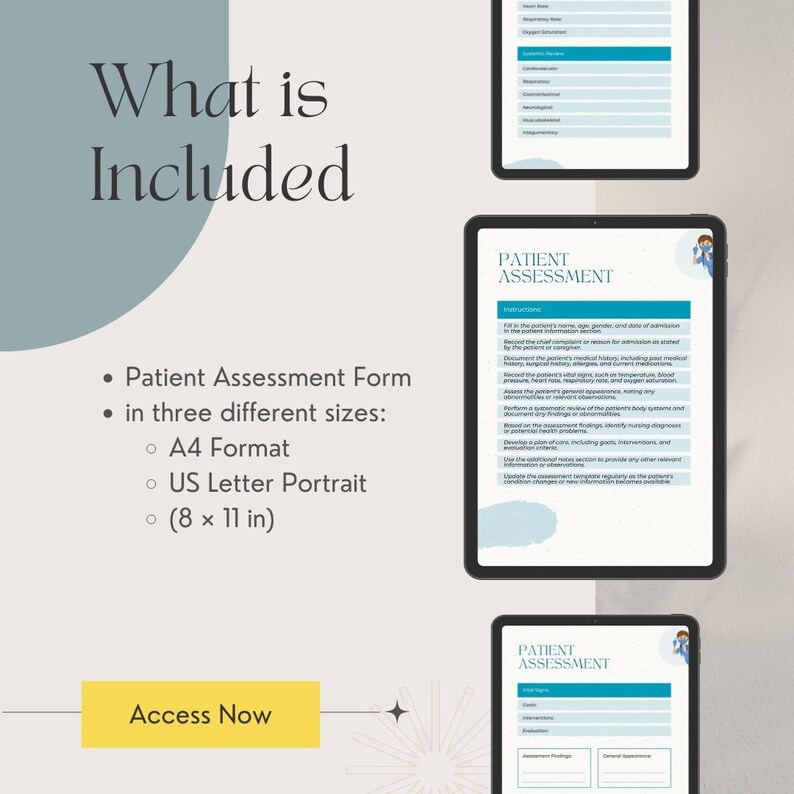 Patient Assessment Form Template for Nurses (digital Download) - Etsy