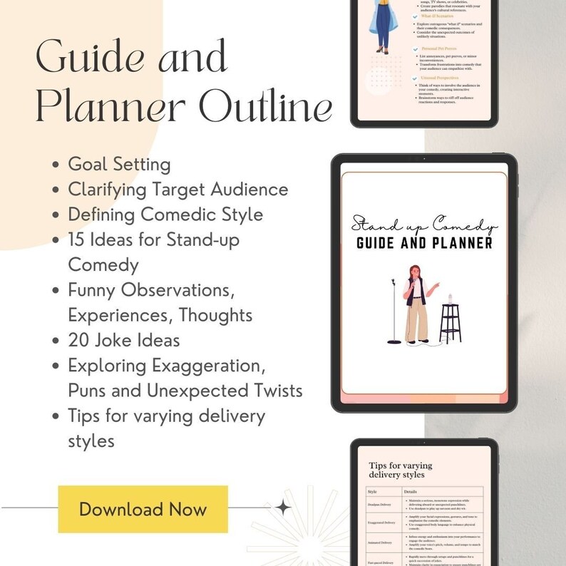 Stand-up Comedy Planner and Guide, Stand-up Comedy Digital Planner ...