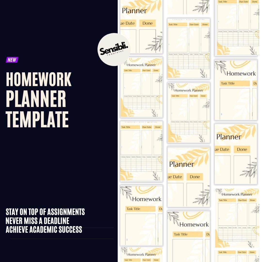 Homework Planner Google Docs Template Assignment Organizer Digital ...