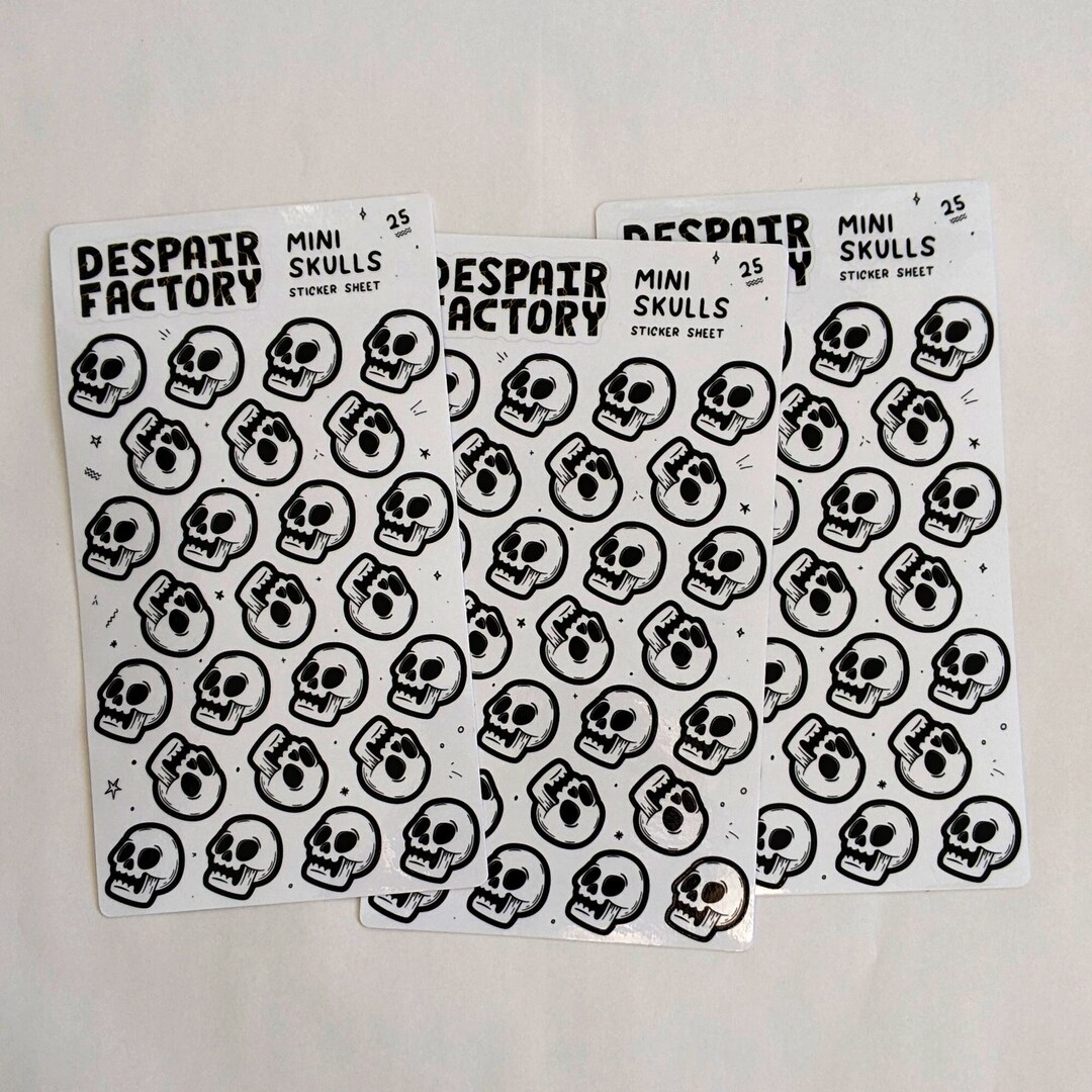 Mini Skulls Sticker Sheet 25 Handcrafted Weatherproof Vinyl - Etsy