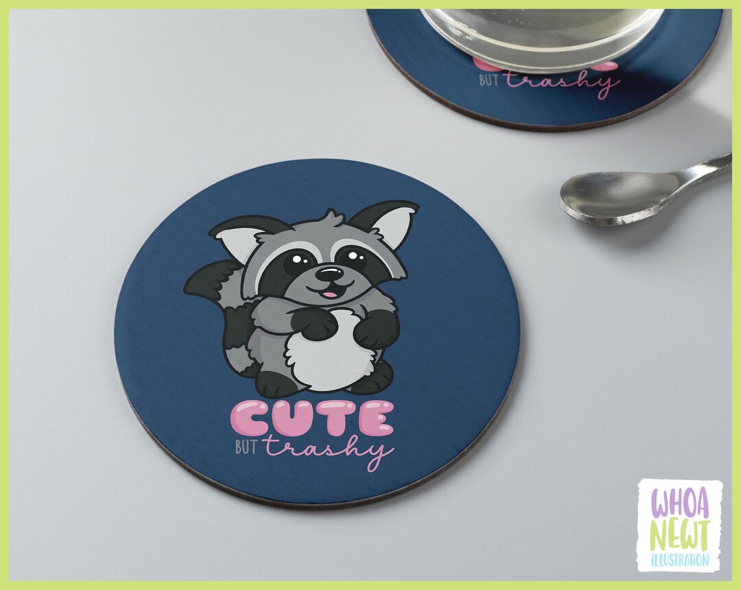 Cute but Trashy Coaster - Raccoon Coaster - Soft Coaster - Etsy