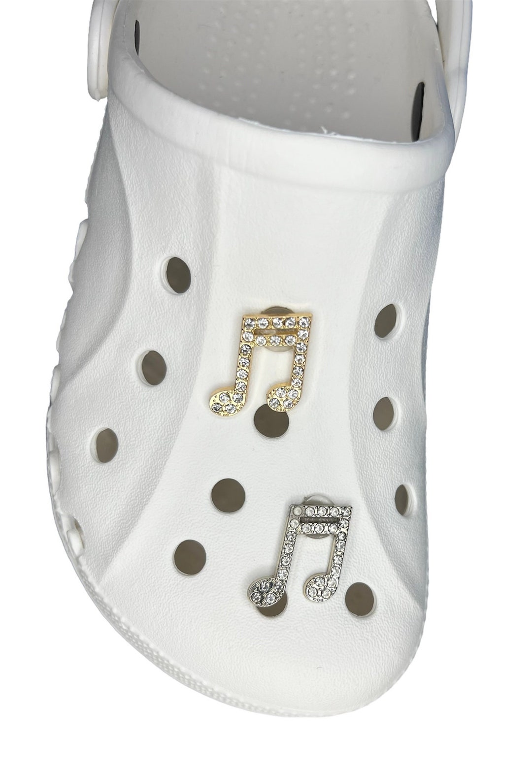 Music Notes Bling Diamonds Metal Sandals Charms Clog for Shoes Charms ...