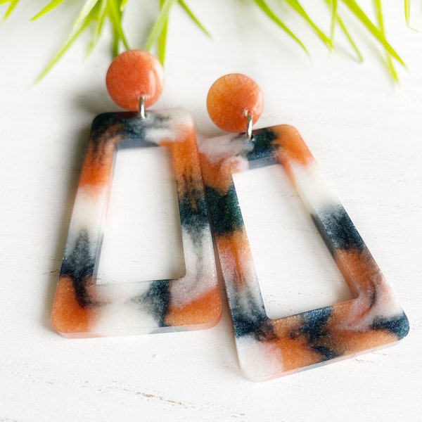 Orange Resin Earrings - Etsy