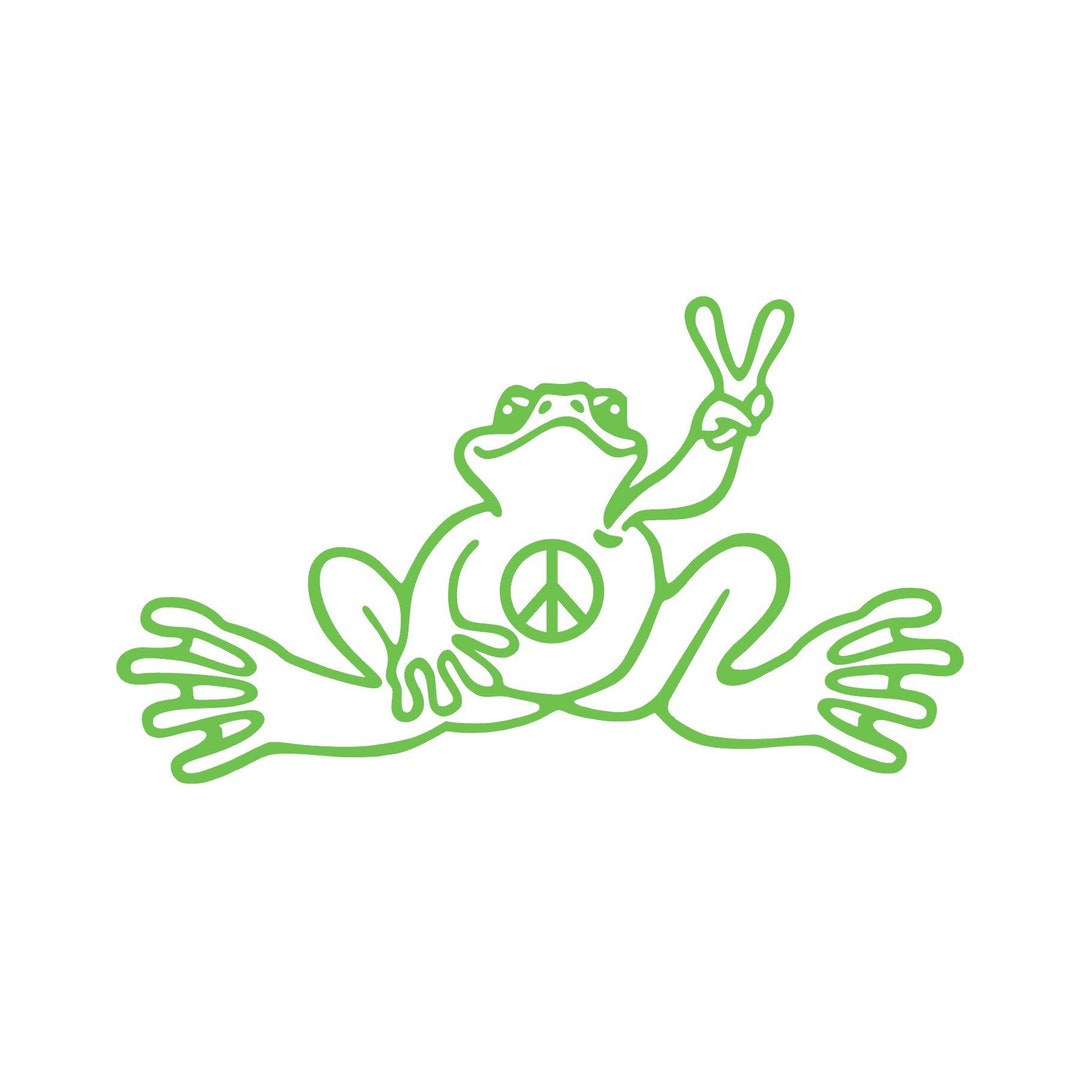 Hippie Peace Frog Decal Bumper Sticker. Funny, Love, Hippie - Car ...