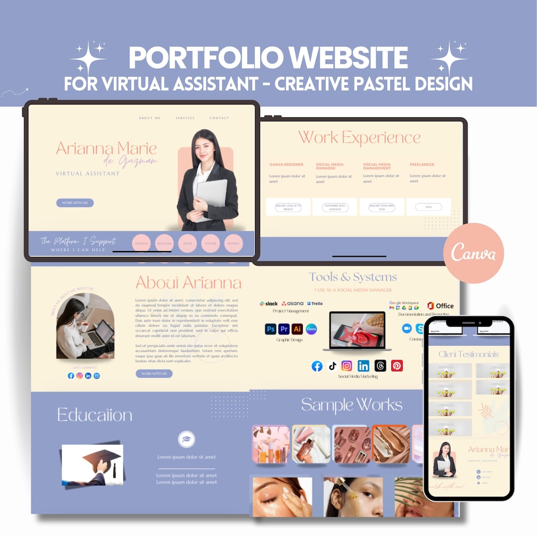 Virtual Assistant Portfolio Template Pastel Portfolio Website Template ...