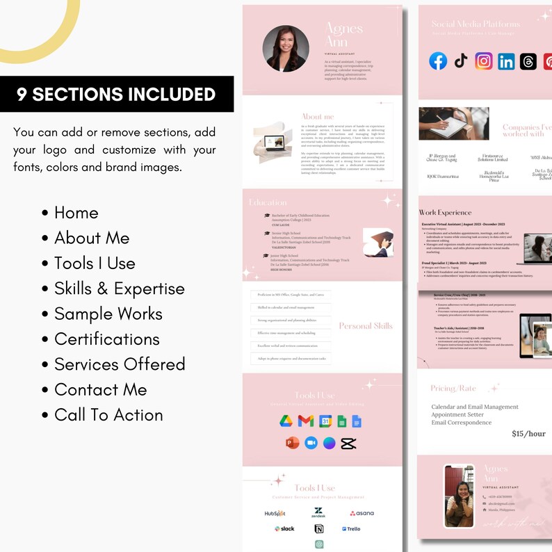 Canva Website Template VA Portfolio Website Virtual Assistant Landing ...