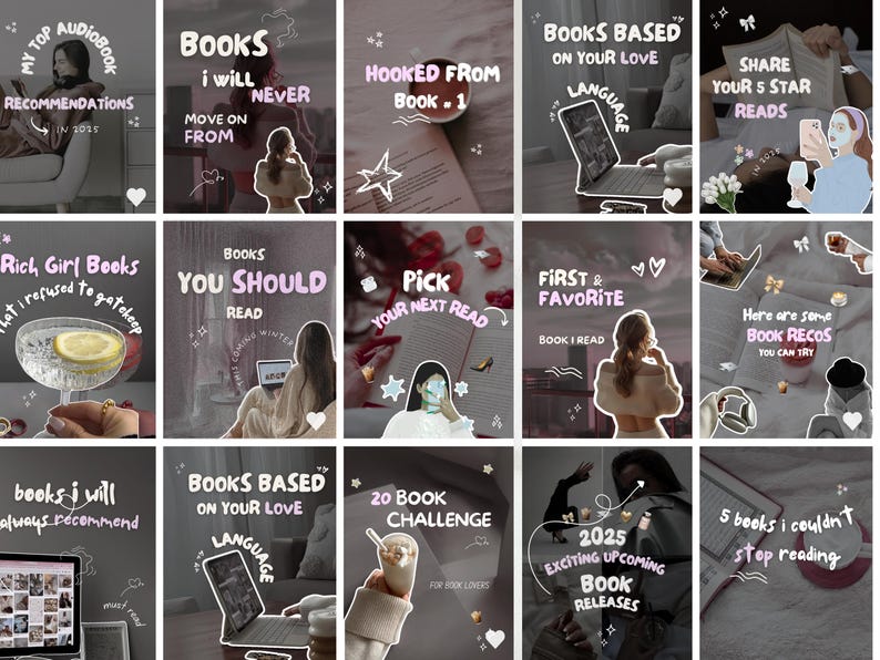 Bookstagram Carousel Template Booktok Instagram Post Cozy Aesthetic ...