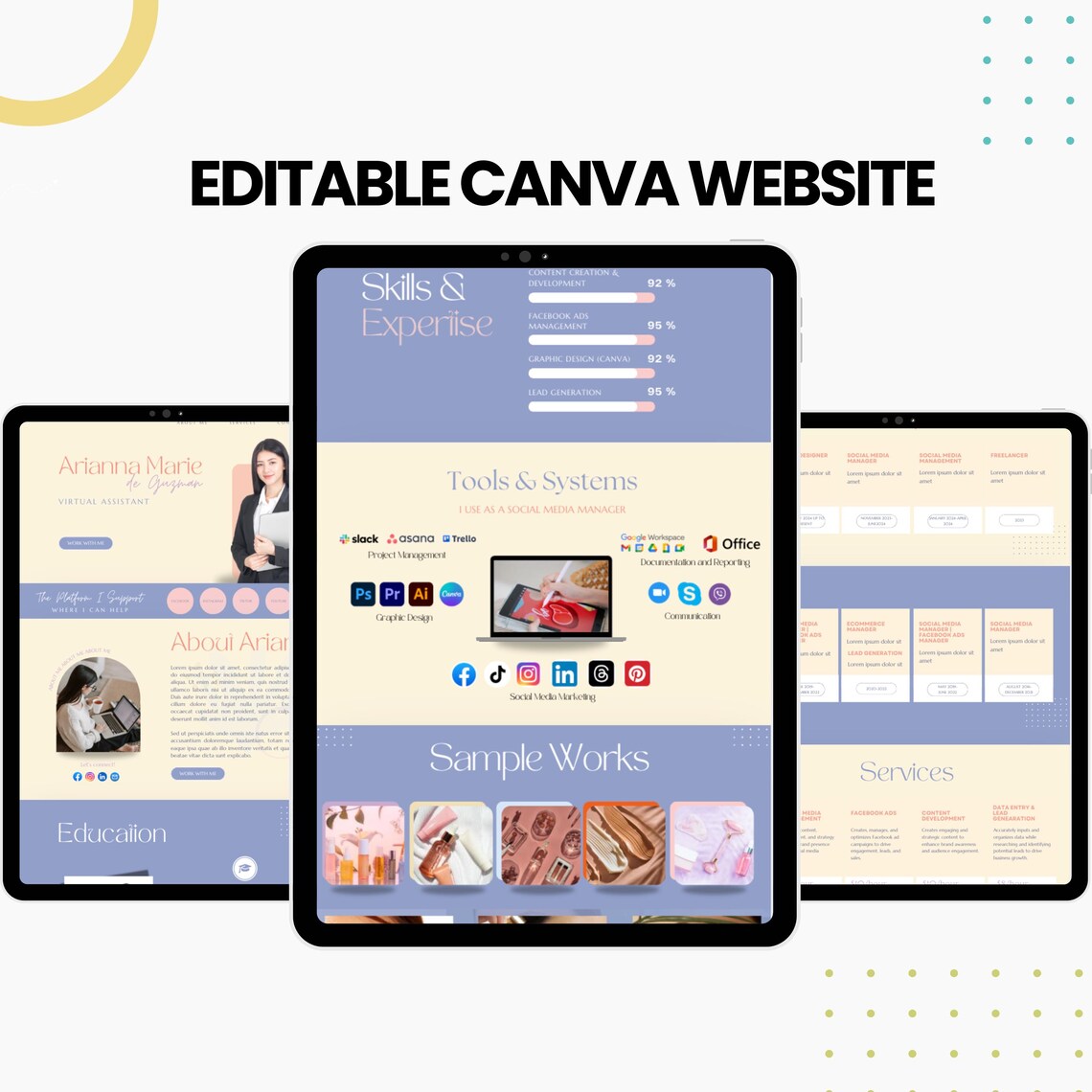 Virtual Assistant Portfolio Template Pastel Portfolio Website Template ...