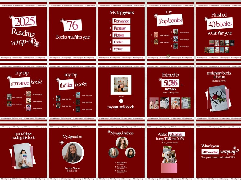 2025 Reading Recap Bookstagram Carousel Template Year-end Reading Wrap ...