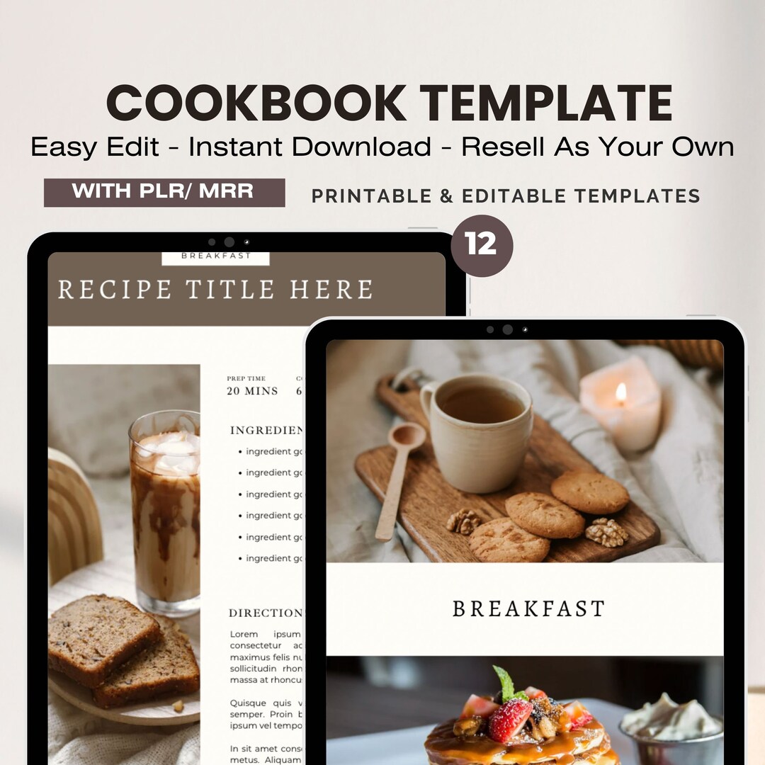 Editable Cookbook Template, Colorful Cookbook PDF Template, Food Blog ...