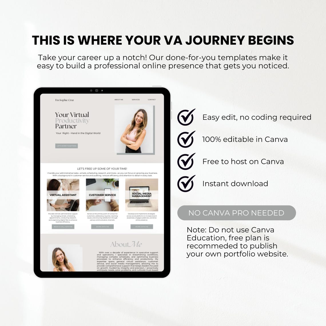 Virtual Assistant Portfolio Website Template Canva Virtual Assistant ...
