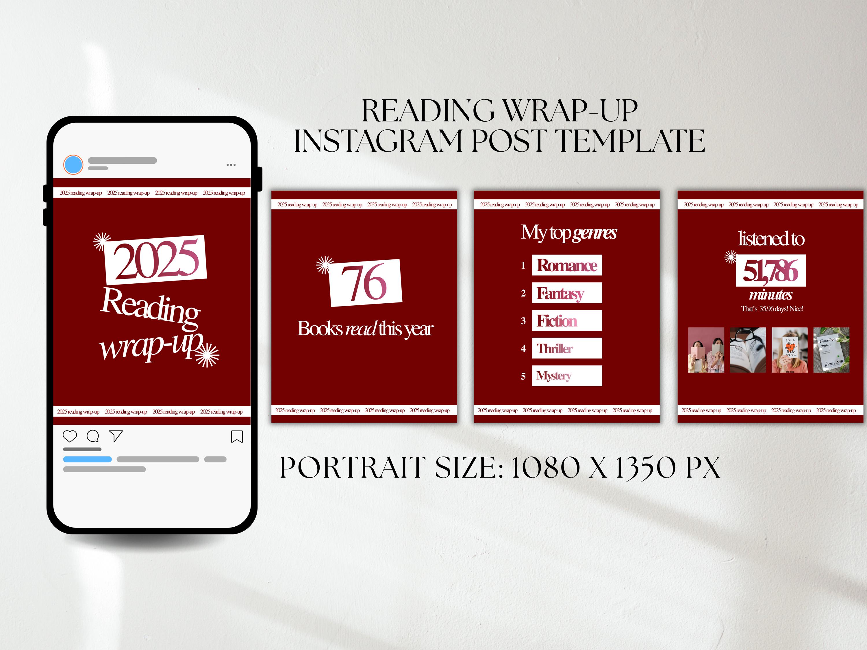 2025 Reading Recap Bookstagram Carousel Template Year-end Reading Wrap ...