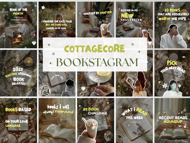 Cottagecore Bookstagram Carousel Template Booktok Instagram Post ...